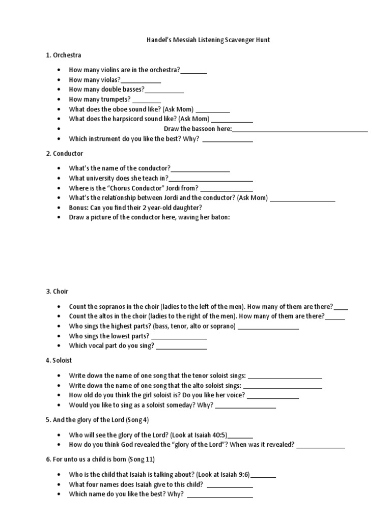 Handel's Messiah Scavenger Hunt Guide | PDF | Choral Music | Classical ...