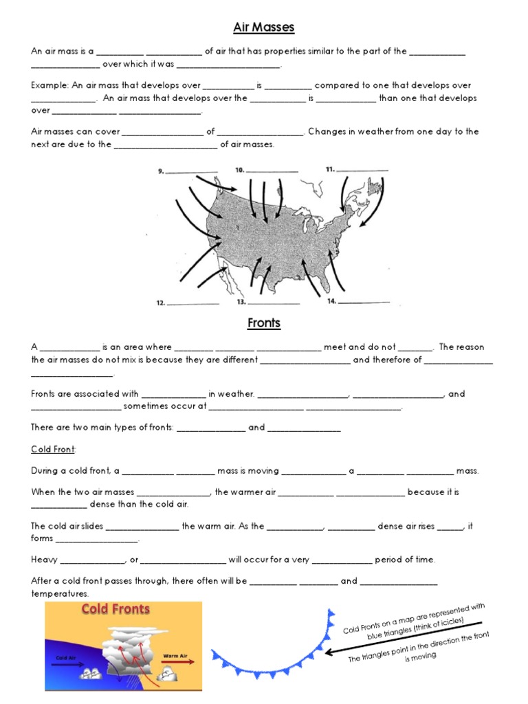 1 12 Air Masses and Fronts Notes | PDF | Atmospheric Circulation ...