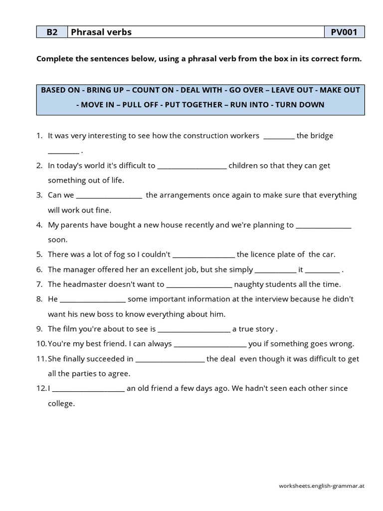 B2 Phrasal Verbs Exercises | PDF | Career & Growth