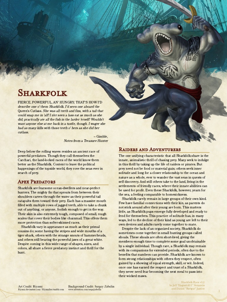 Sharkfolk: Raiders and Adventurers | PDF | Predation | Zoology