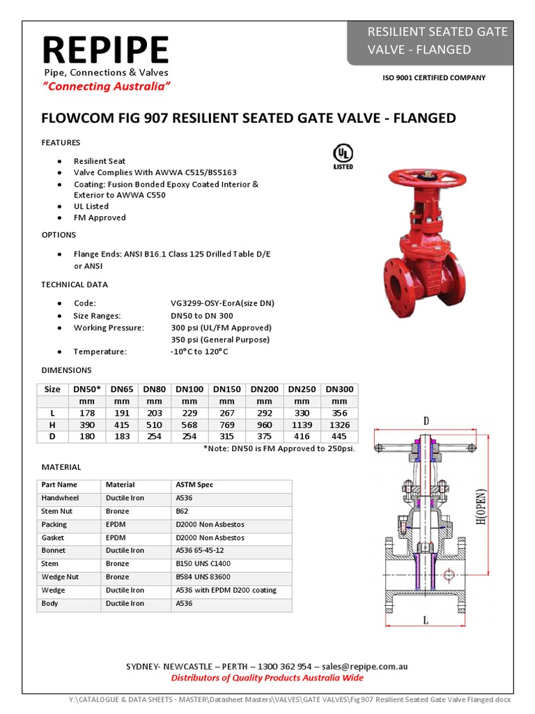 Fig 907 Resilient Seated Gate Valve | PDF