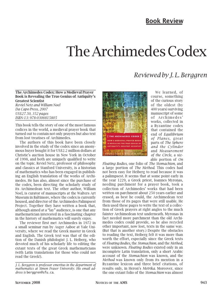 The Archimedes Codex: Book Review | PDF | Mathematics