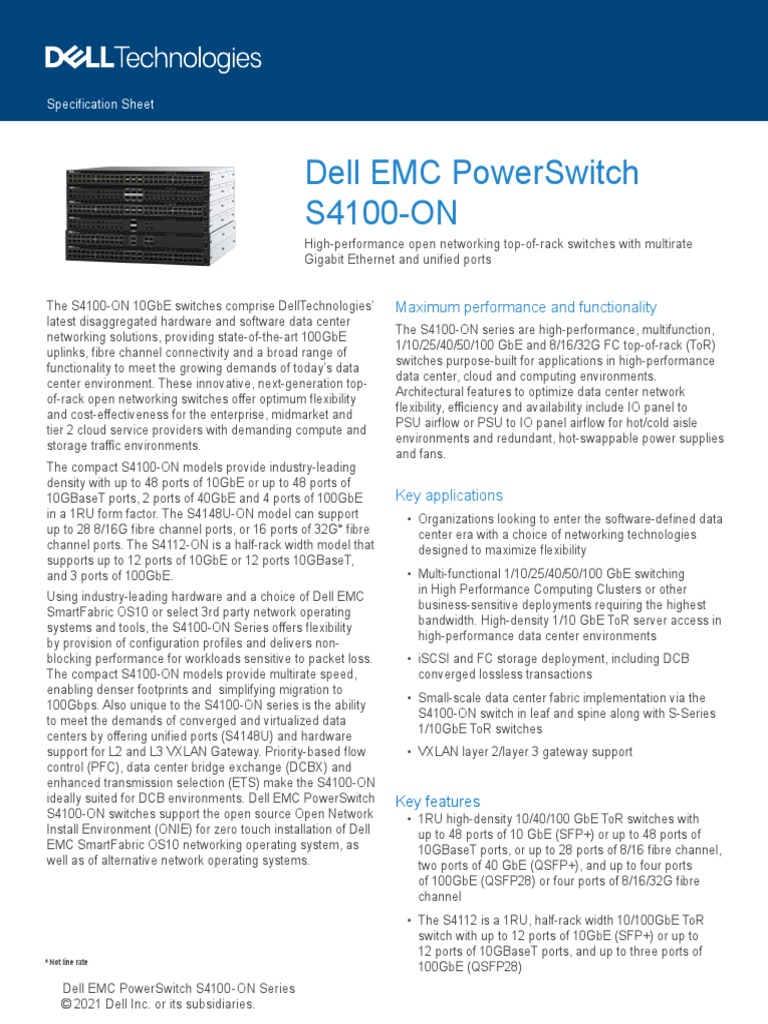 Dell Networking s4100 Series Spec Sheet | PDF | Ip Address | I Pv6