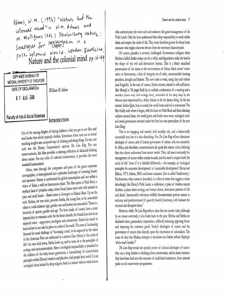 Adams Nature and The Colonial Mind | PDF