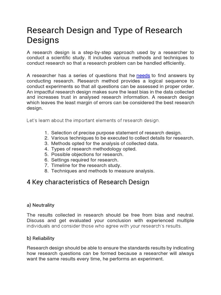 Research Design and Type of Research Designs | PDF | Case Study ...