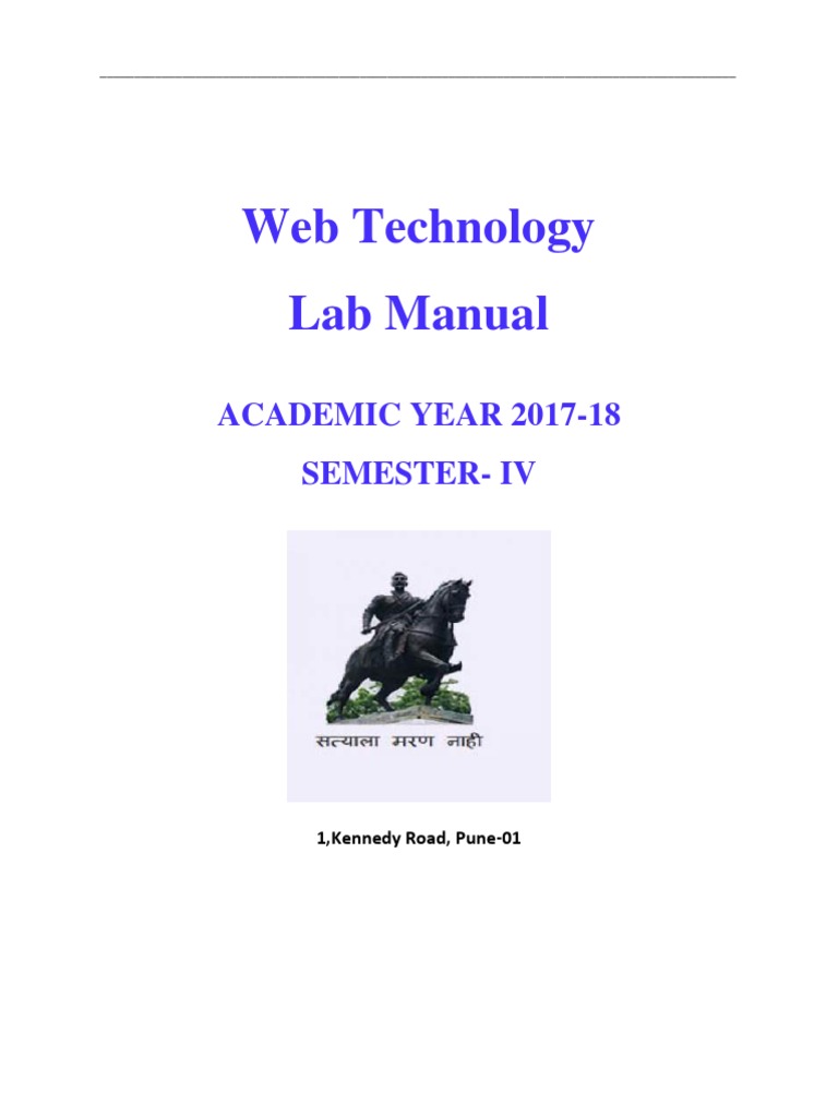 Web Technology Lab Manual: ACADEMIC YEAR 2017-18 Semester-Iv | PDF | Html | Html Element