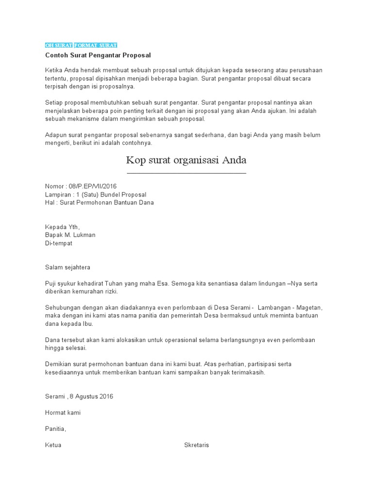 Dokumen - Tips Contoh Surat Pengantar Proposal | PDF