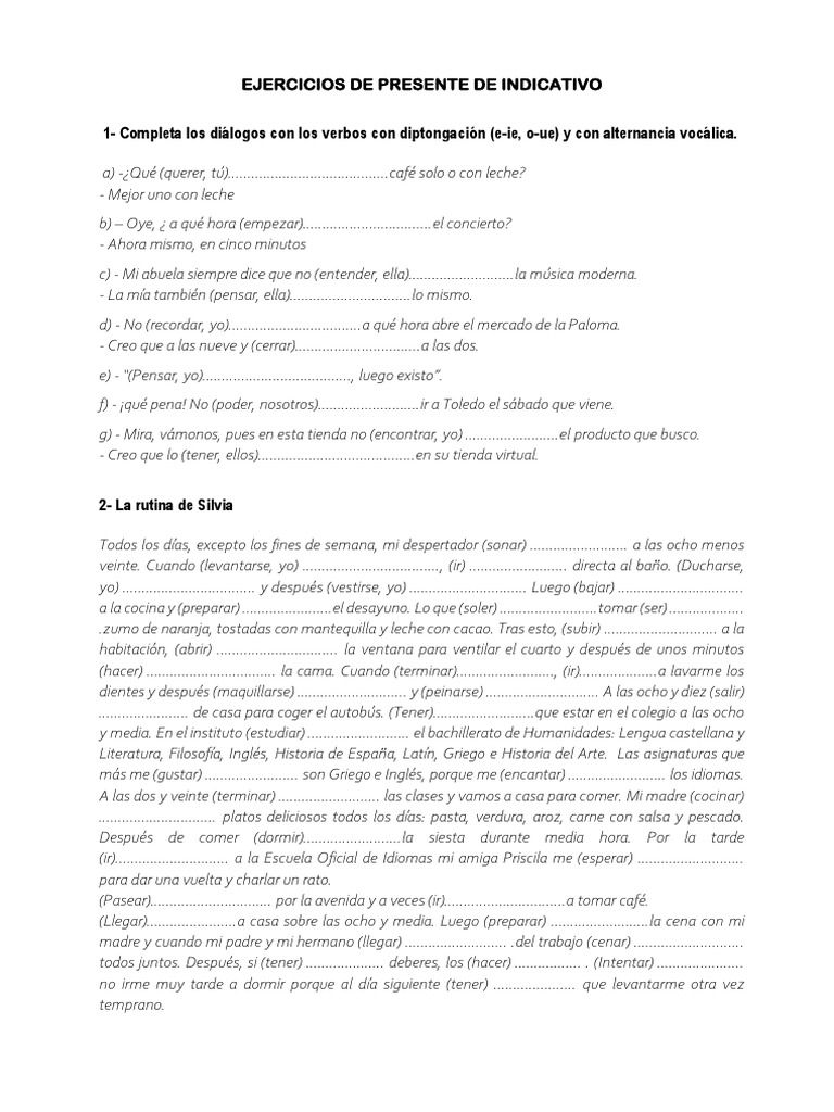 Ejercicios de Presente de Indicativo | PDF | Boda