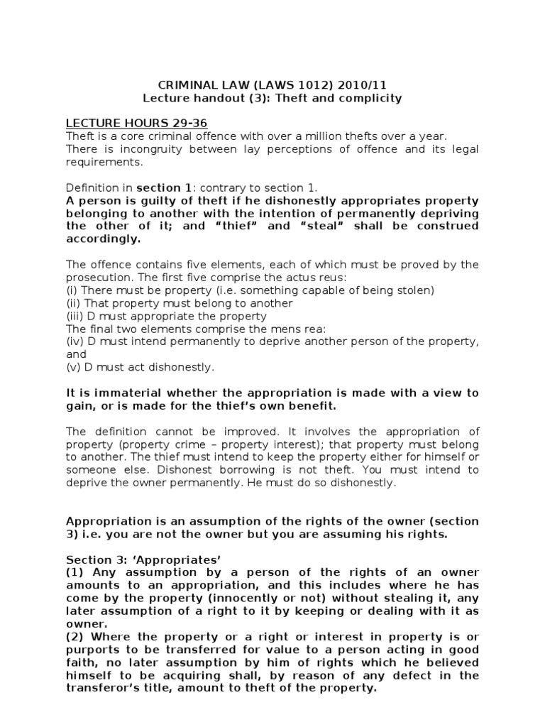 Theft | Theft | Common Law