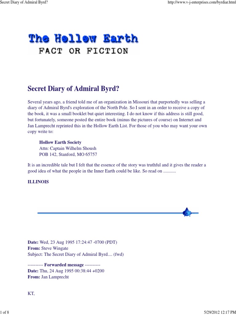 Secret Diary of Admiral Byrd?: Hollow Earth Society | PDF | Compass ...