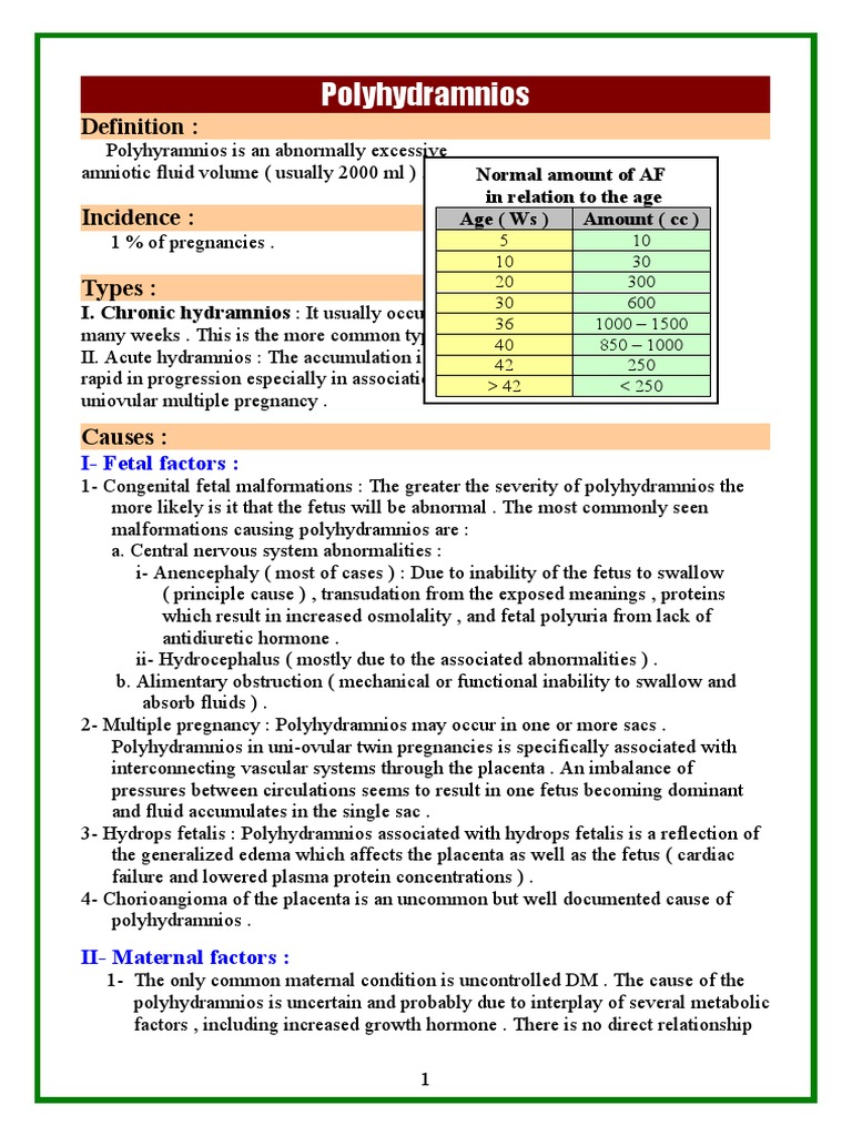 Polyhydramnios 10 | PDF | Fetus | Preterm Birth