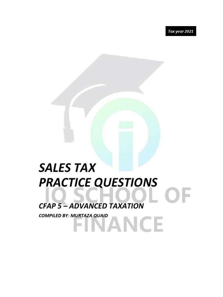 Sales Tax Practice Questions 2021 | PDF | Taxes | Sales Taxes In The ...