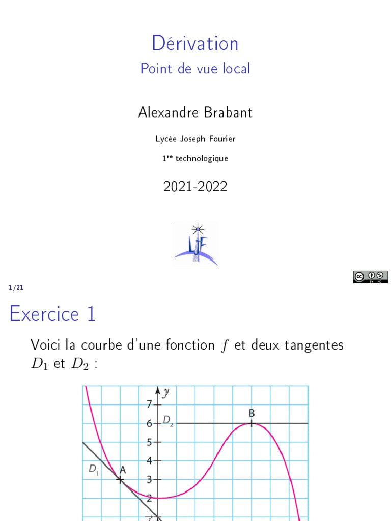 Dérivation Locale - Exercices (Slides) | PDF | Courbe | Tangente ...