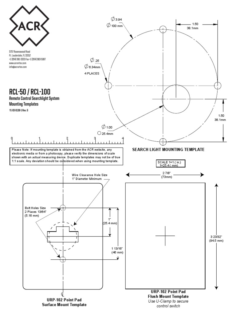 Mounting Template RCL-100D ACR | PDF | Engineering Tolerance | Equipment