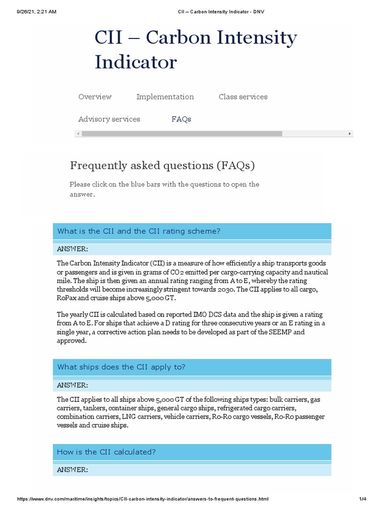 Frequently Asked Questions (FAQs) CII - Carbon Intensity Indicator ...