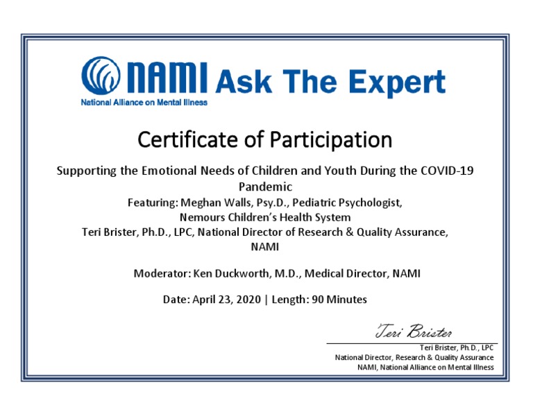 Nami Ate Participant Certificate 4-23-2020 | PDF
