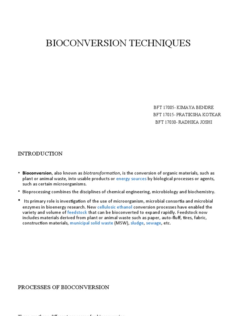 Bioconversion for Bioenergy Experts | PDF | Chemistry | Physical Sciences