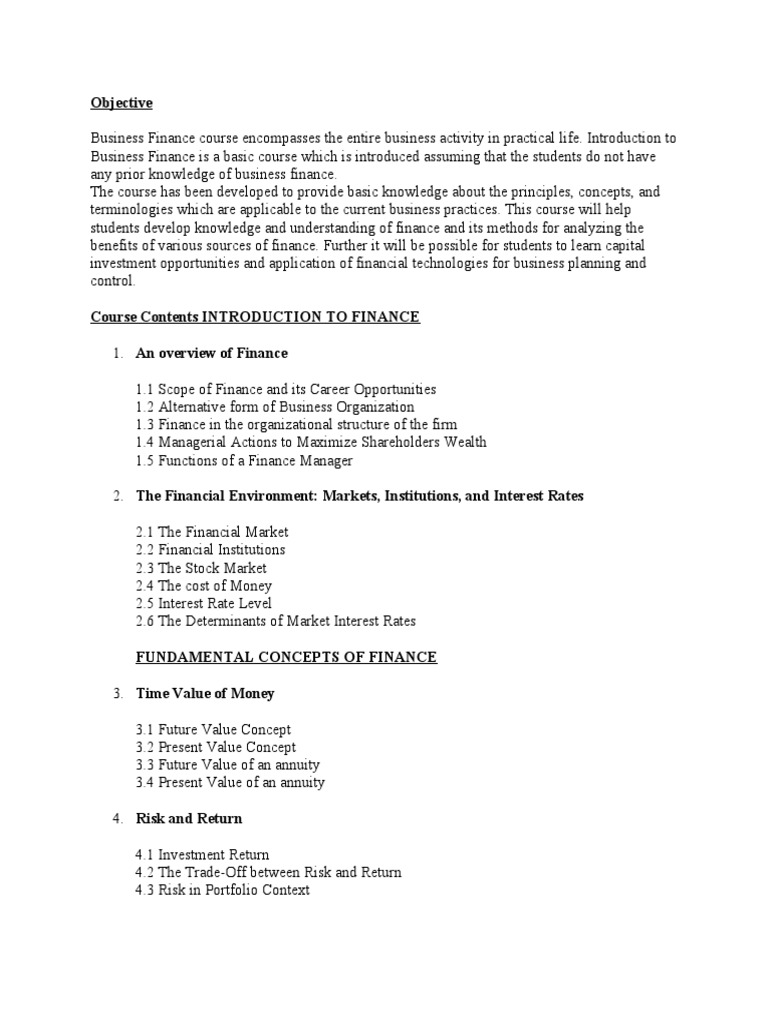 Introduction To Business Finance | PDF | Capital Budgeting | Working ...