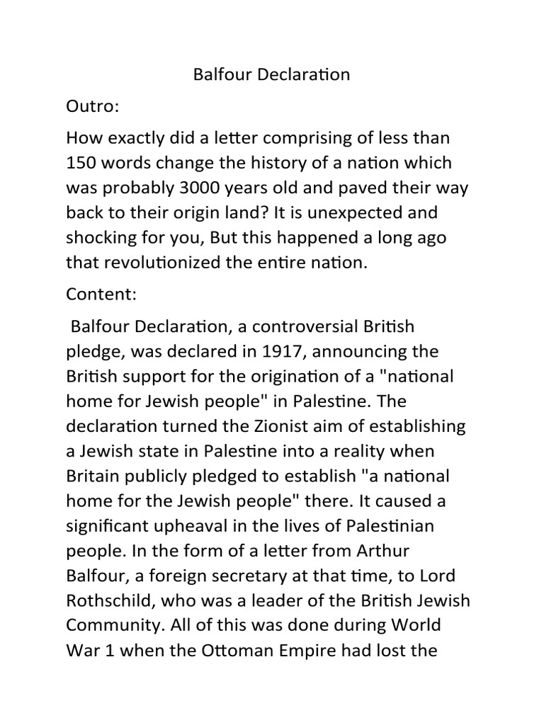 Balfour Declaration | PDF | Mandatory Palestine | Zionism