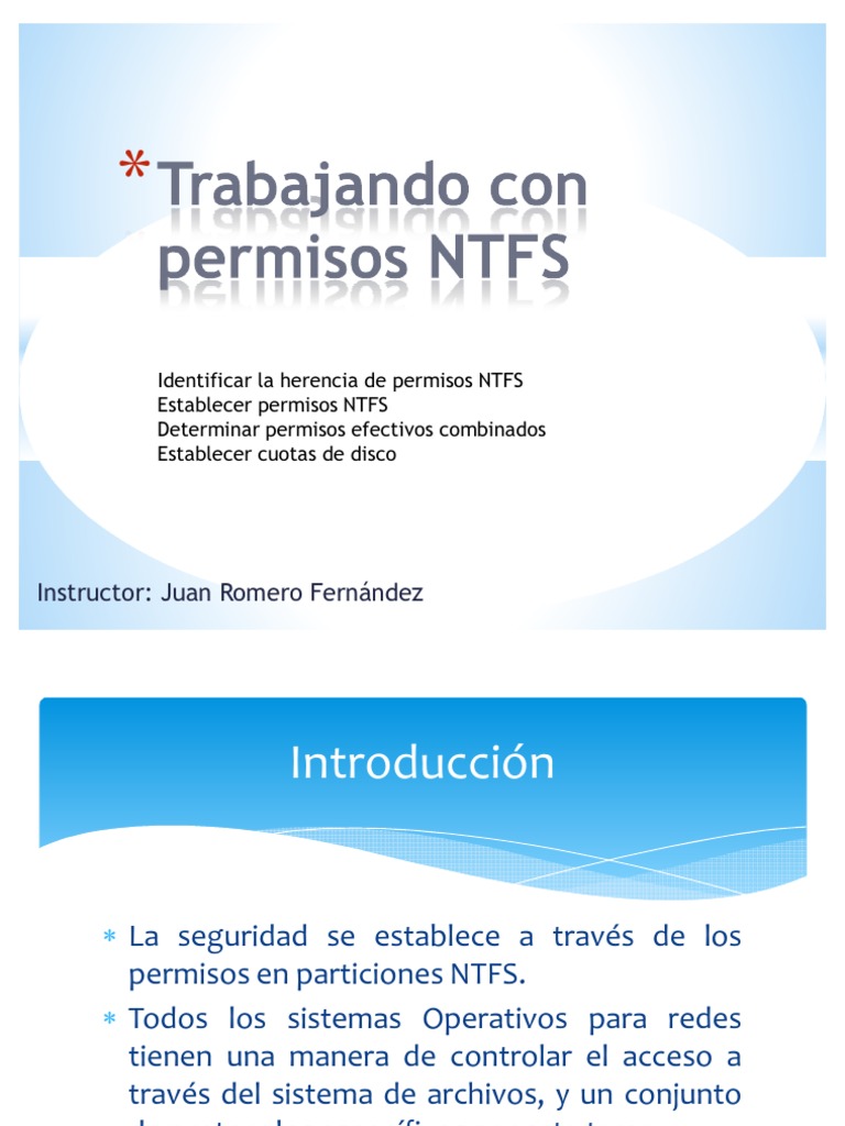 Trabajando Con Permisos NTFS 1era Parte | PDF | Archivo de computadora | Gestión de tecnología ...