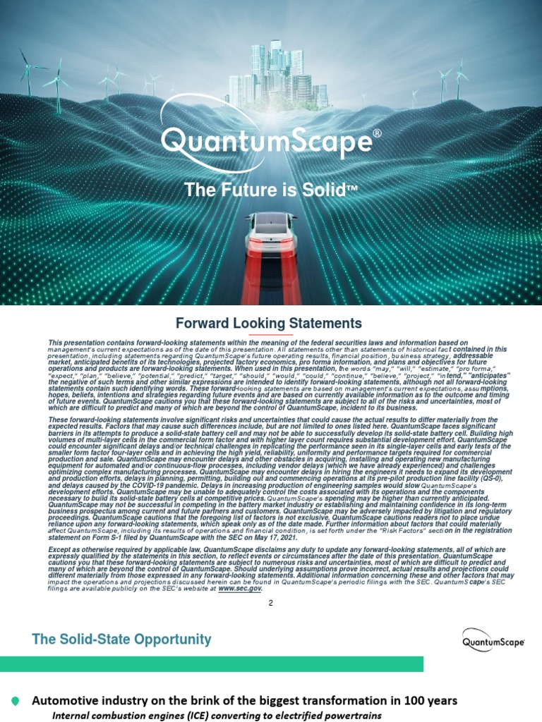QuantumScape - Investor Presentation | PDF | Lithium Ion Battery ...