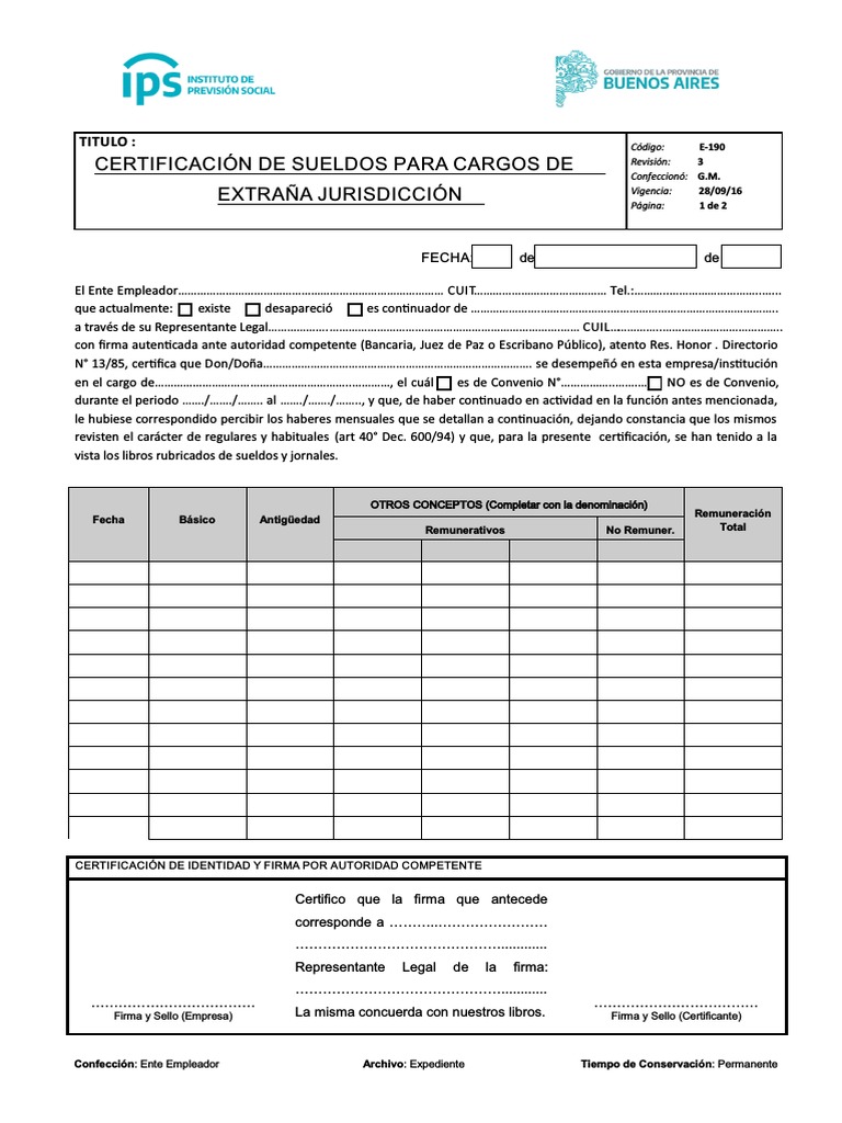Form e 190 Certificacion Extrania Jurisdiccion | PDF | Salario | Justicia