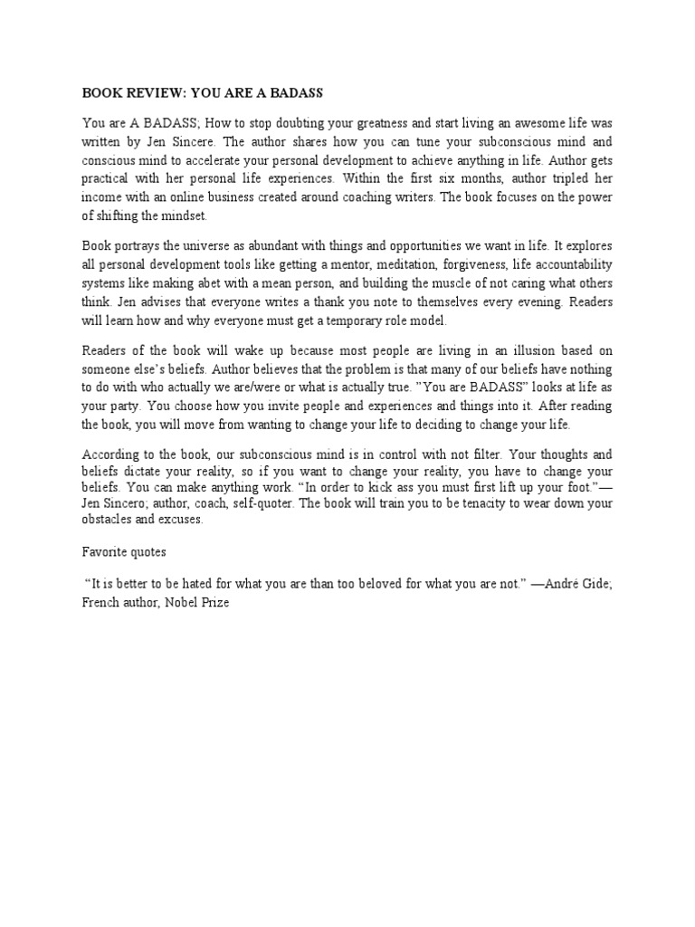 "You Are a Badass" Book Review | PDF | Career & Growth | Self-Improvement