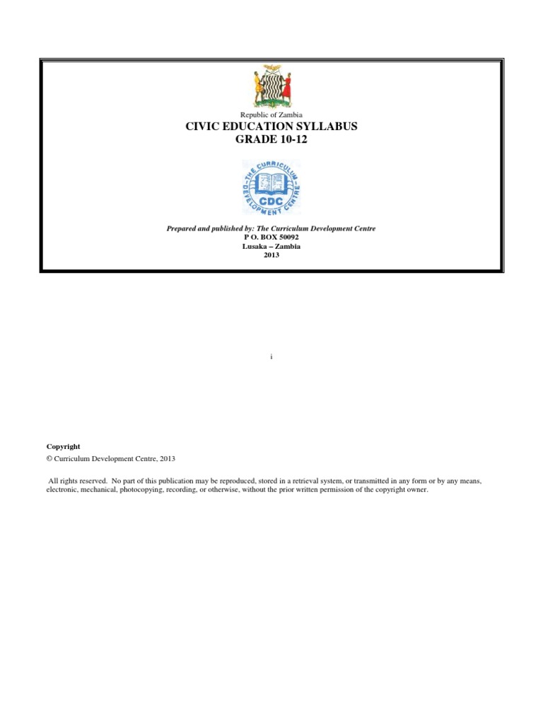 Civic Education 10-12 Syllabus | PDF | Corruption | Mass Media