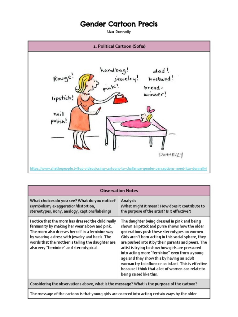 Gender Cartoons Precis | PDF | Cartoon | Stereotypes
