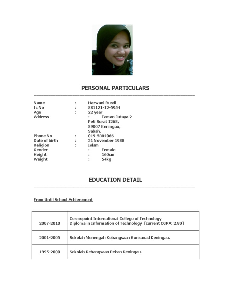 Hazwani Rusdi's Personal Profile | PDF | Software Companies Of The ...