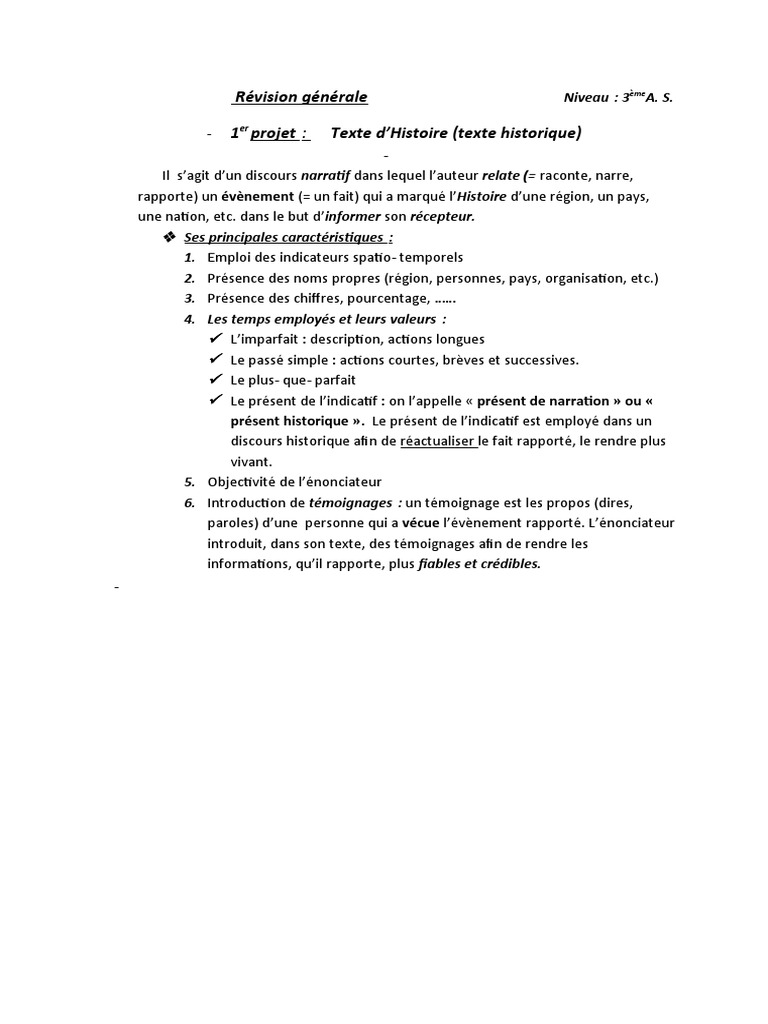 Révision Générale Pour Les 3AS | PDF | Discours (linguistique) | Verbe