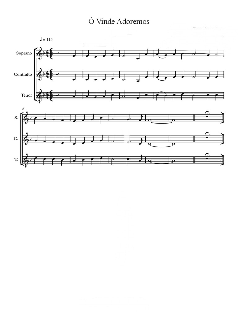 Letra de "Ó Vinde Adoremos" | PDF