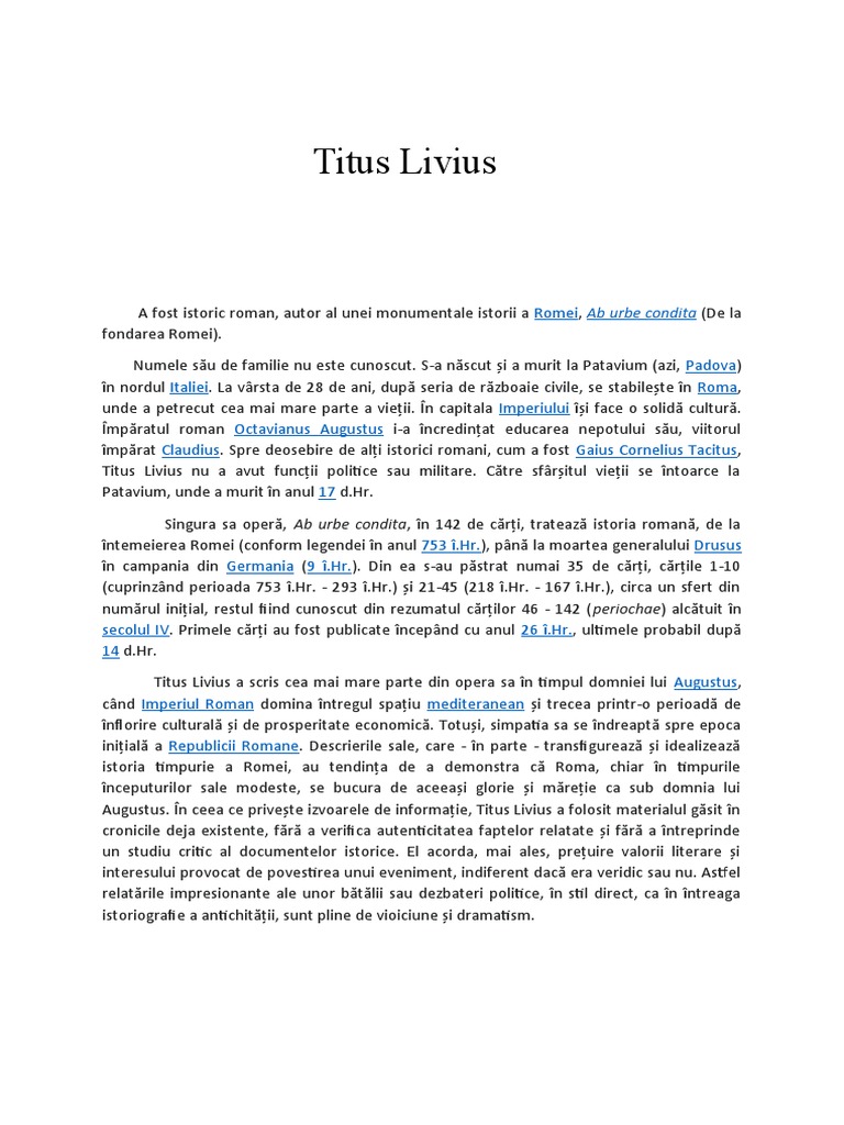 Titus Livius: Romei | PDF