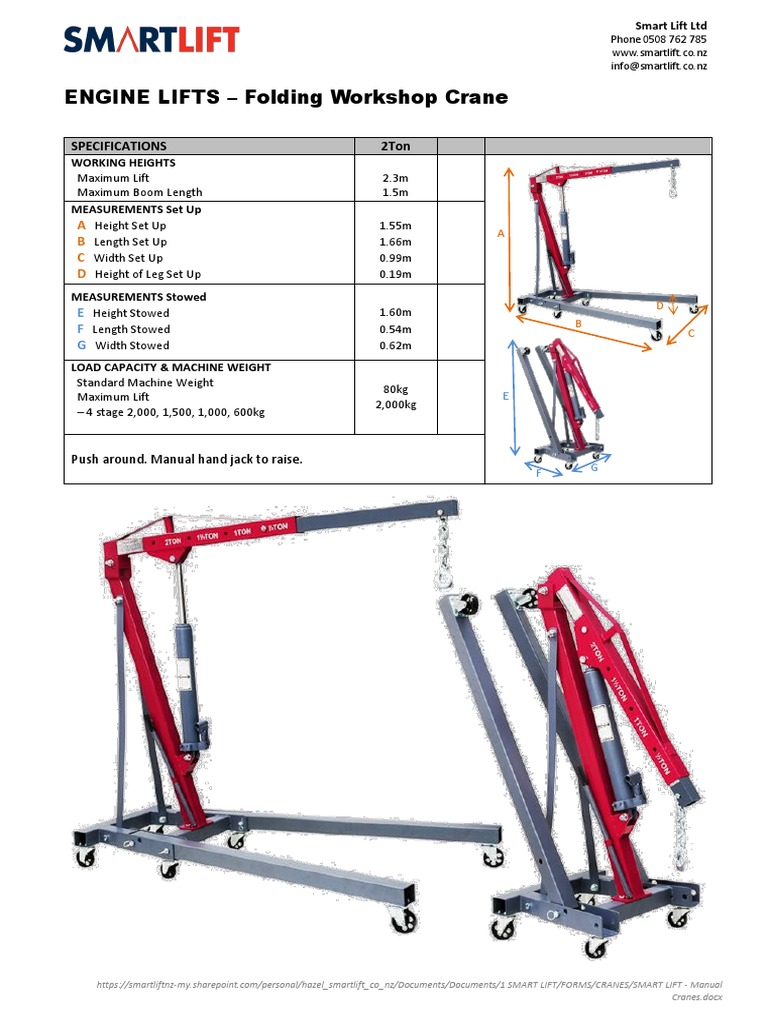 SMART LIFT Manual Cranes Information | PDF | Crane (Machine ...