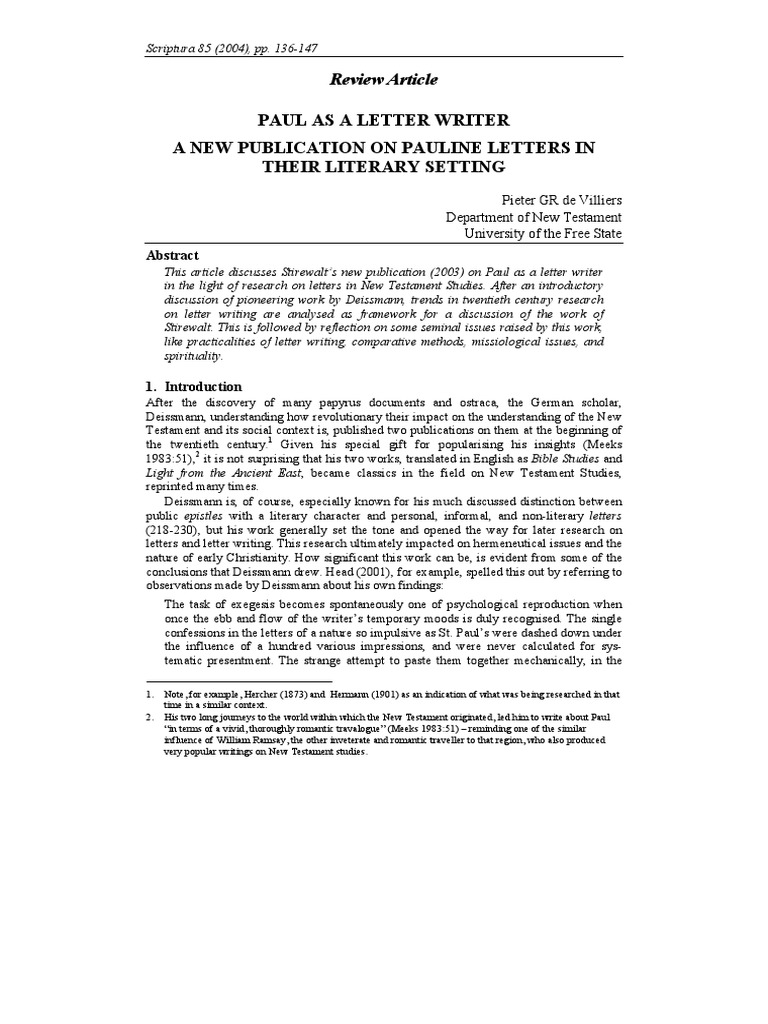 Paul As A Letter Writer | Download Free PDF | Epistle | New Testament