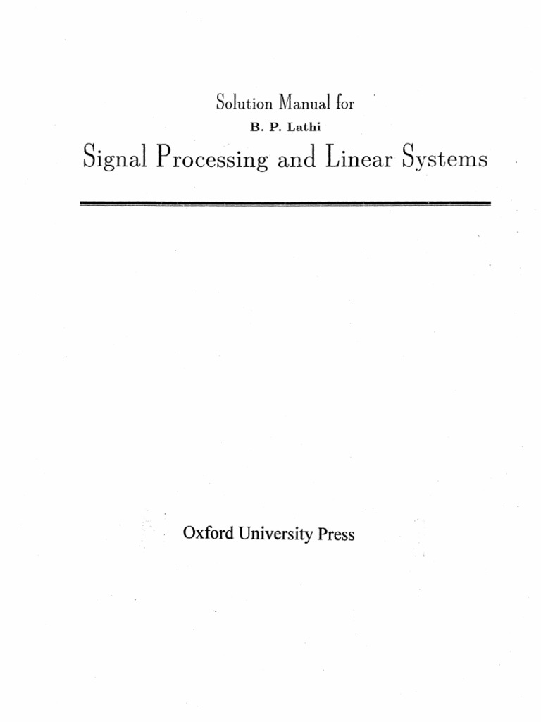 Lathi - Signal Processing and Linear Systems - Solutions Manual | PDF