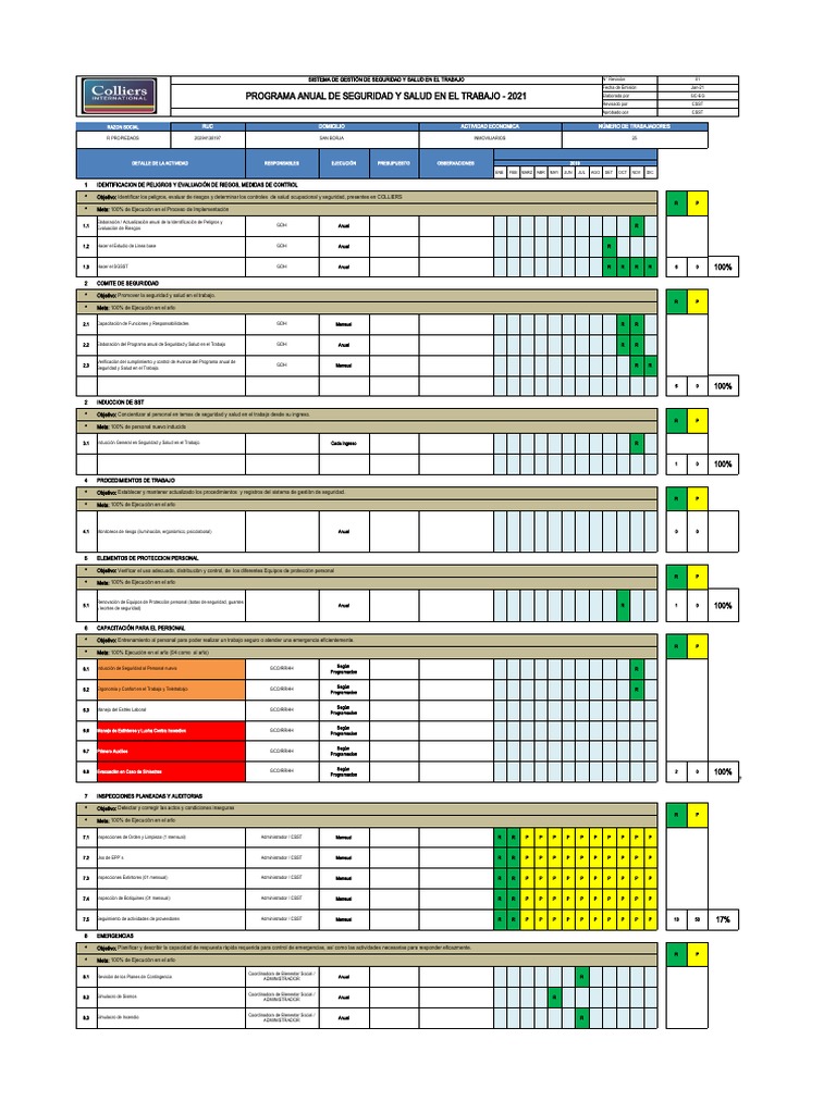 Programa Anual de SST 2021 | PDF | Seguridad y salud ocupacional | La seguridad