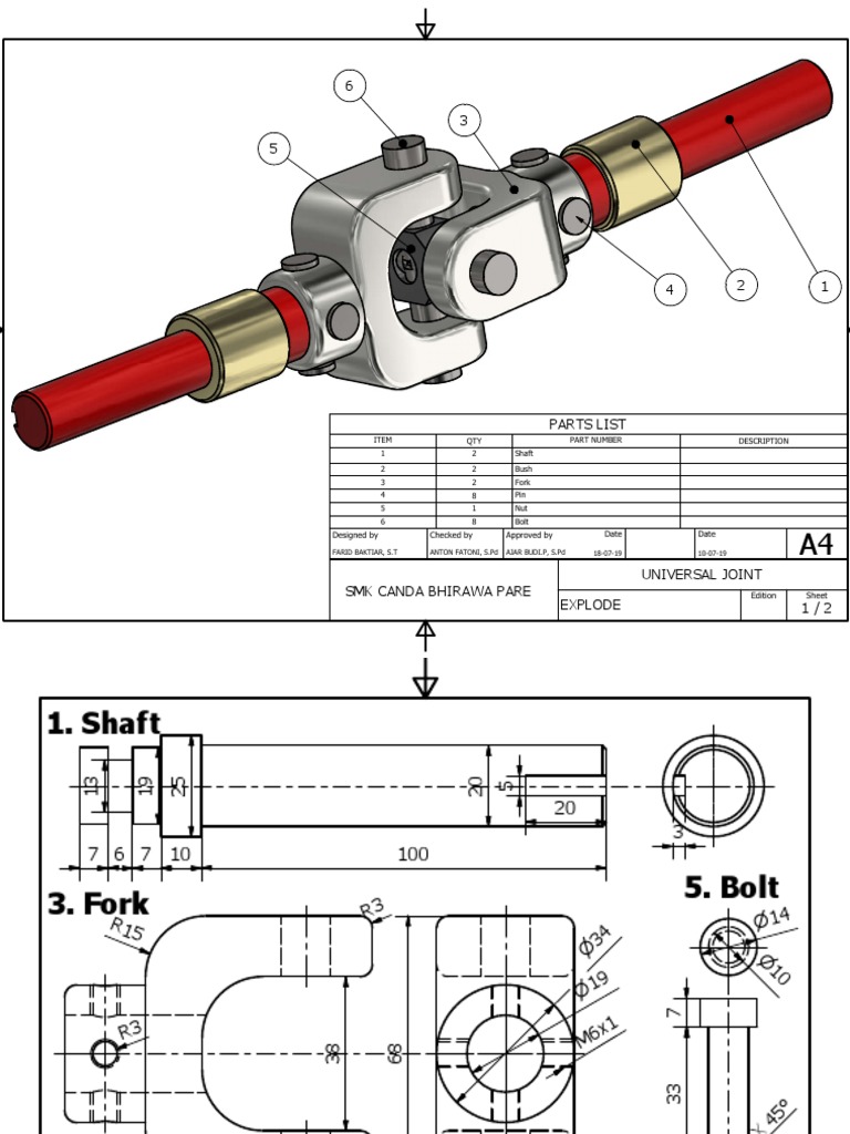 Universal Joint 1.Dwg | Download Free PDF | Kinematics | Mechanical ...