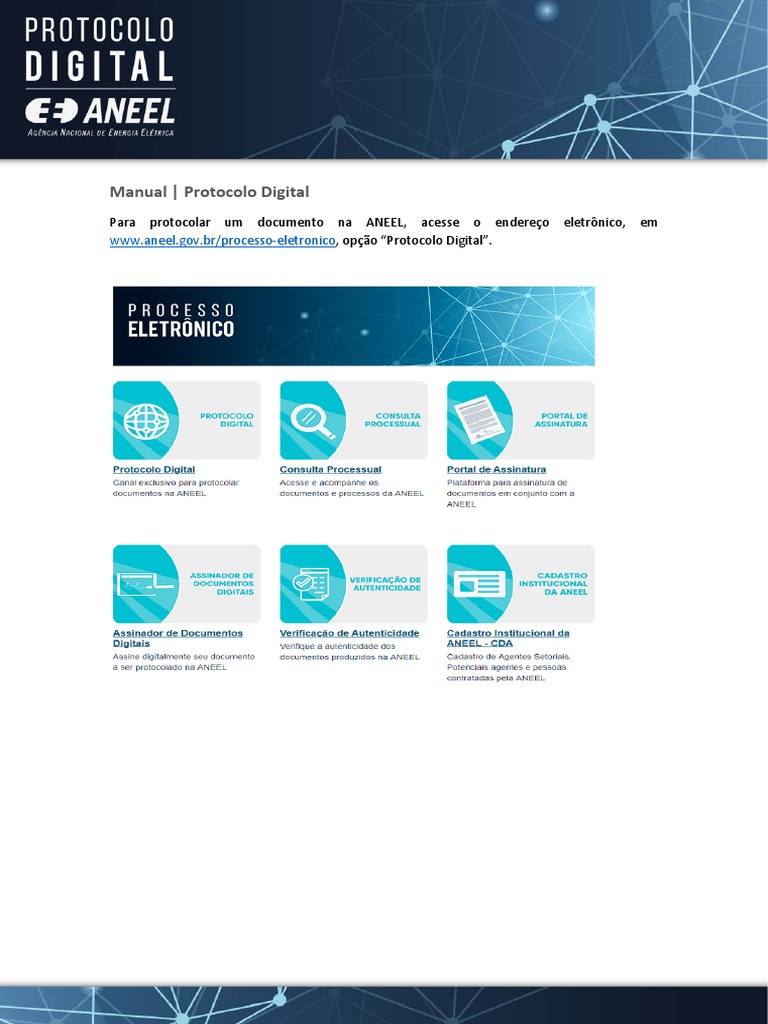 Protocolo Digital ANEEL: Guia Completo | PDF | Certificado de chave pública | Informática