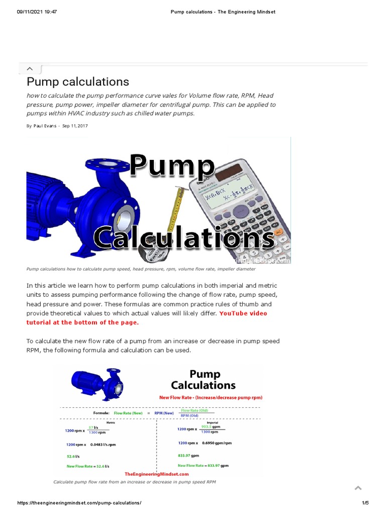 Pump Performance Calculation Guide | PDF | Pump | Flow Measurement