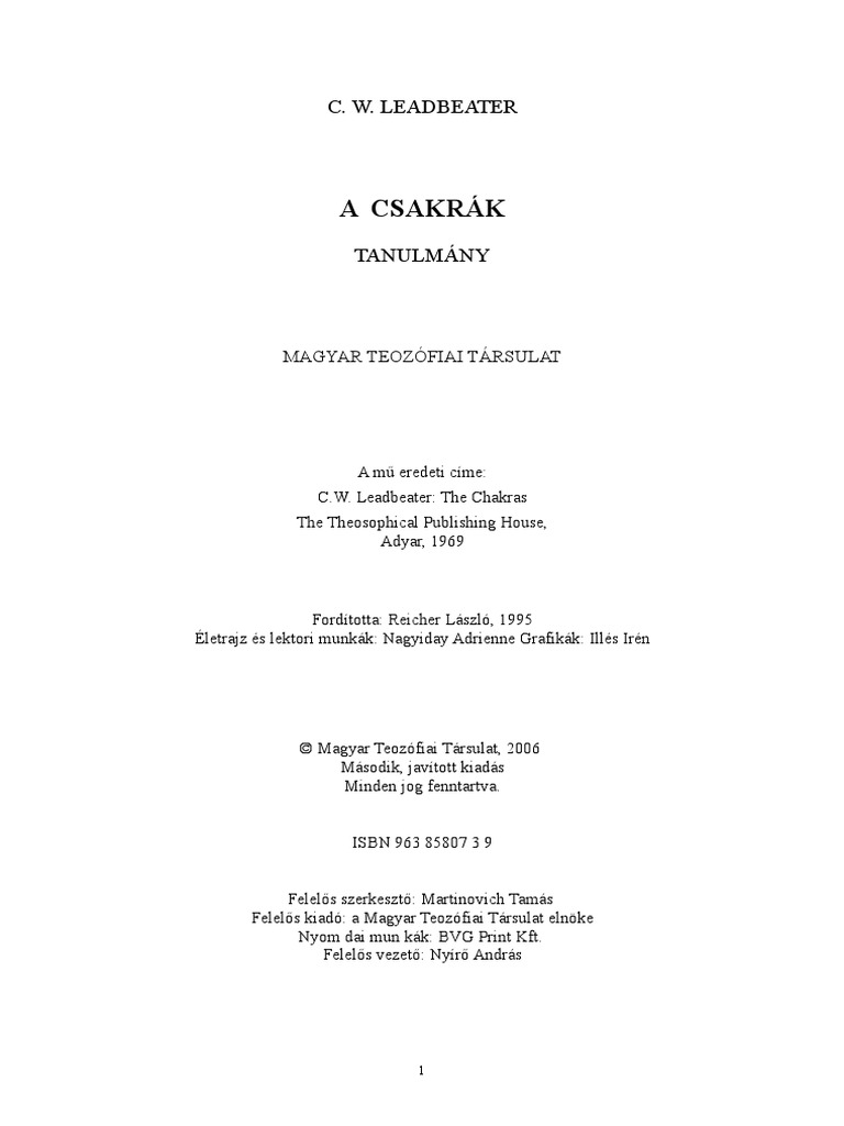 Charles Webster Leadbeater A Csakrak | PDF