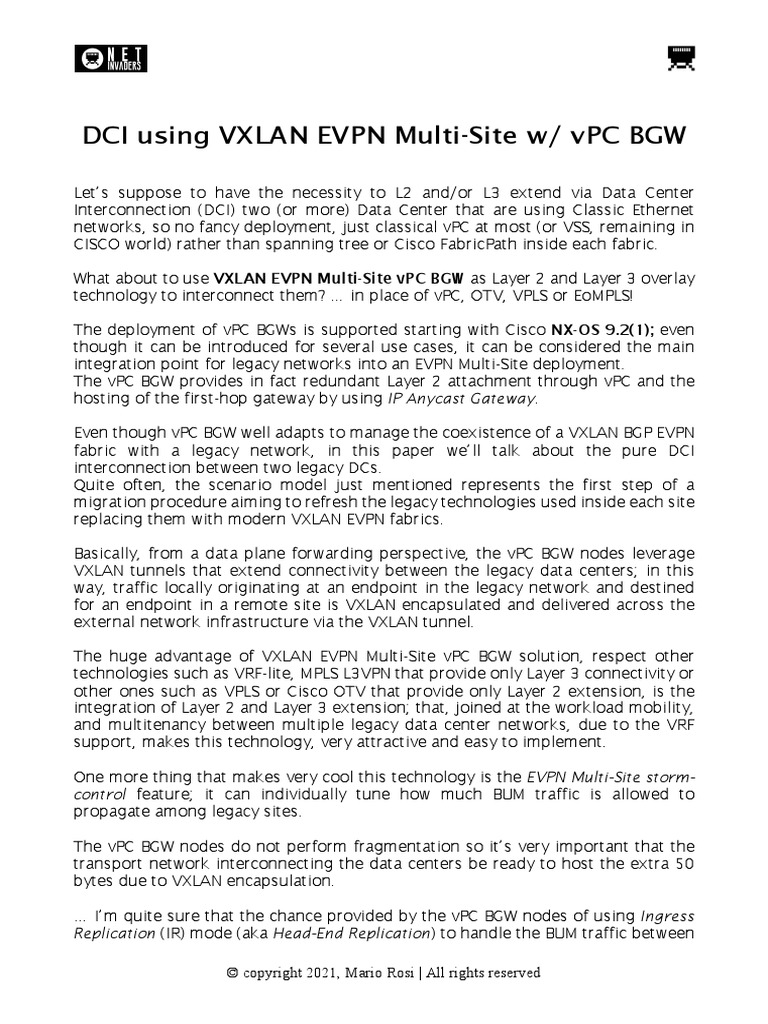 VXLAN EVPN Multi Site With VPC BGW | PDF | Ip Address | Computer Network