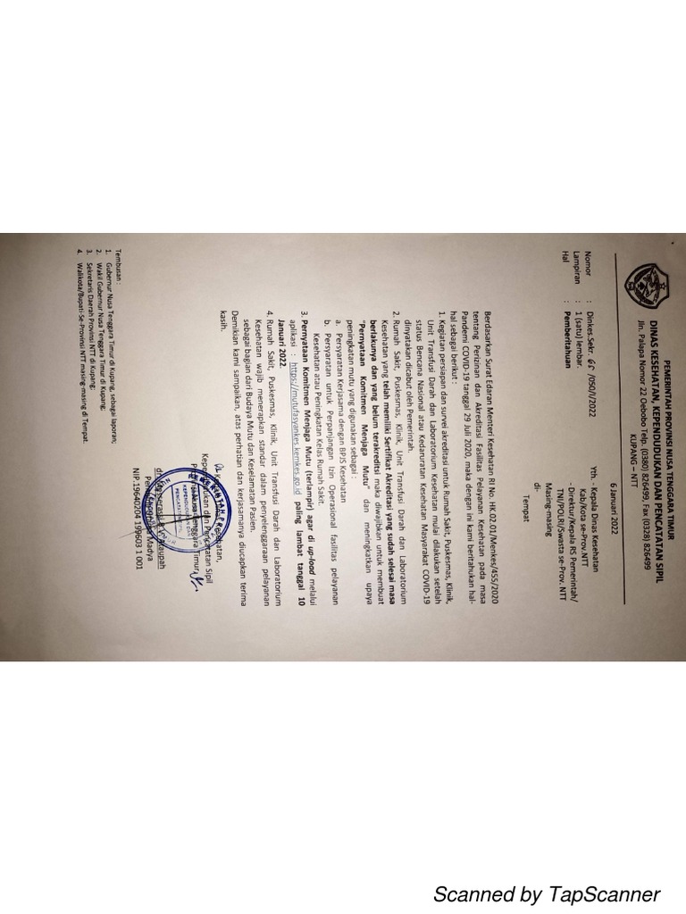 Surat Peberitahuan Pernyataan Komitmen Menjaga Mutu | PDF