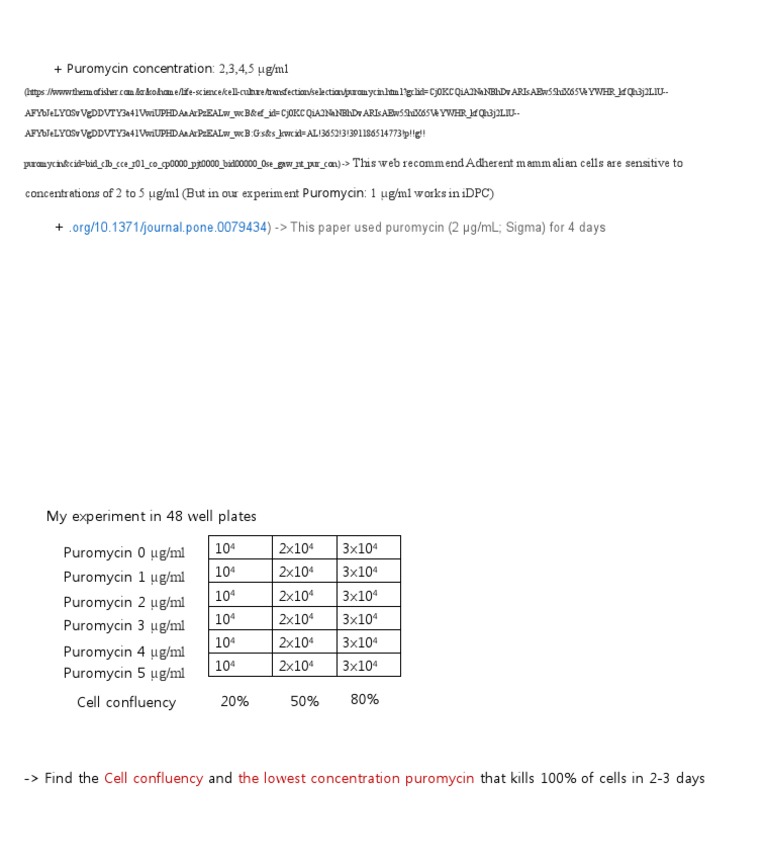 + Puromycin Concentration::) - This Paper Used Puromycin (2 G/ML Sigma ...