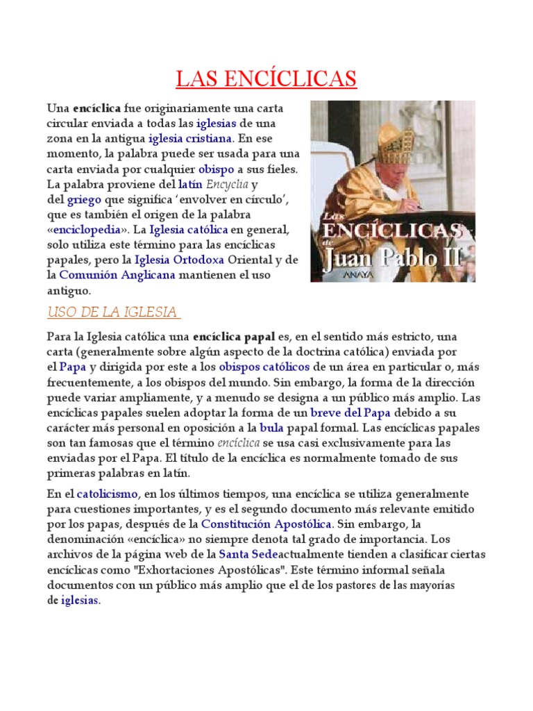 Las Encíclicas | PDF | Iglesia Católica | Teología Católica y Doctrina