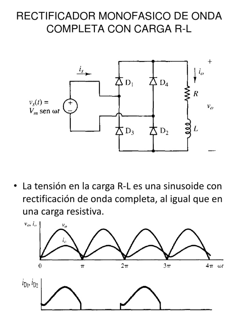 Rectificador Monofasico de Onda Completa Con Carga R L | PDF | Rectificador | voltaje