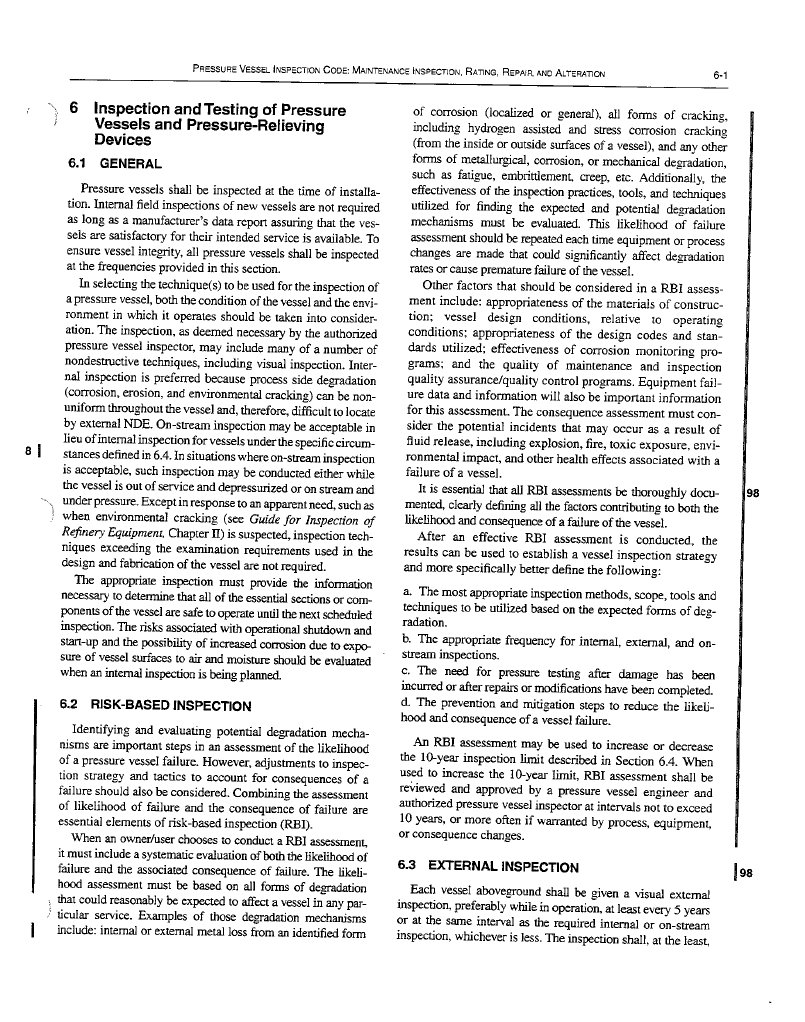Inspection and Testing of Pressure Vessels - API150 | PDF | Nature