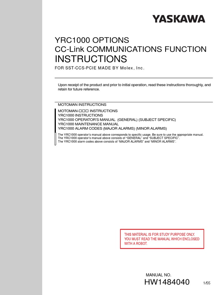 YRC1000 CC-Link User Guide | PDF | Input/Output | Electrical Connector