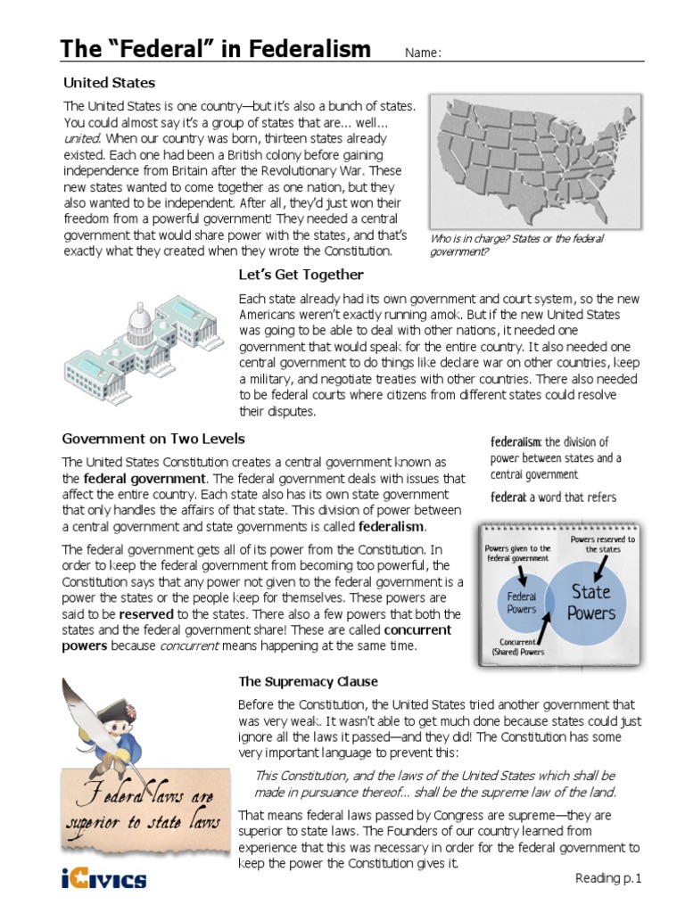 Federalism: Power Division Explained | PDF | Necessary And Proper ...