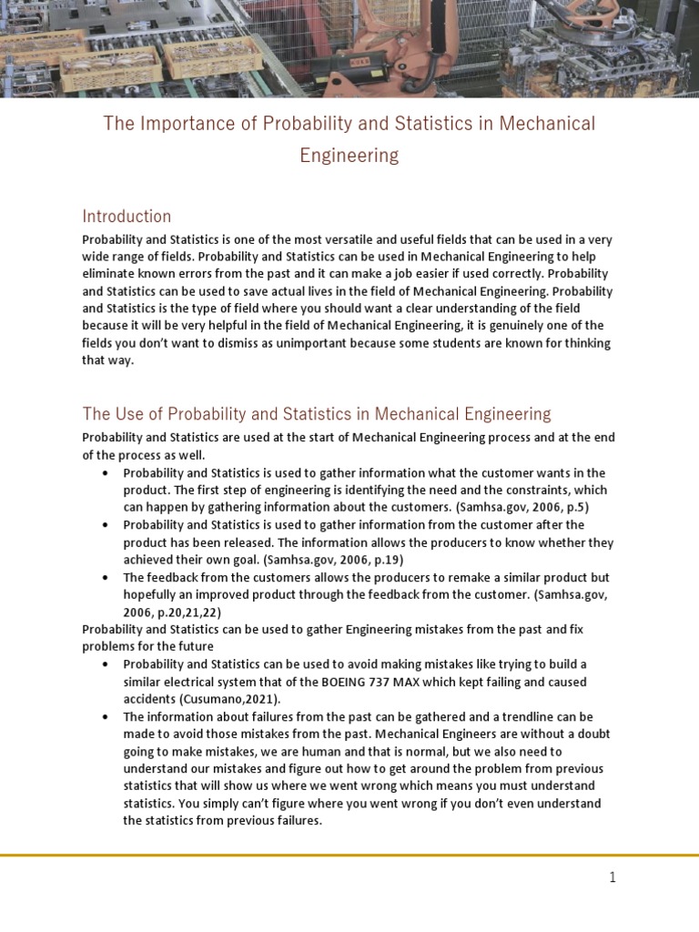 The Importance of Probability and Statistics in Mechanical Engineering ...
